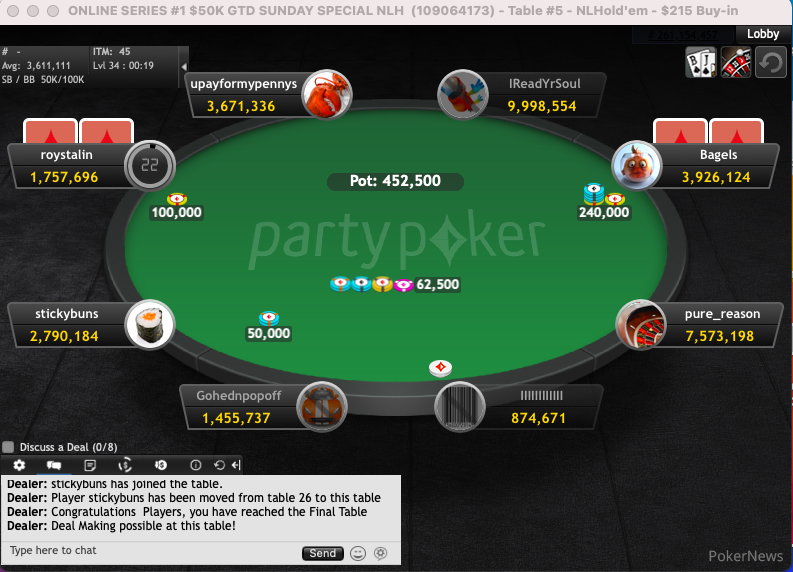 Final Table Seating Chart and Counts | partypoker US Network Series ...